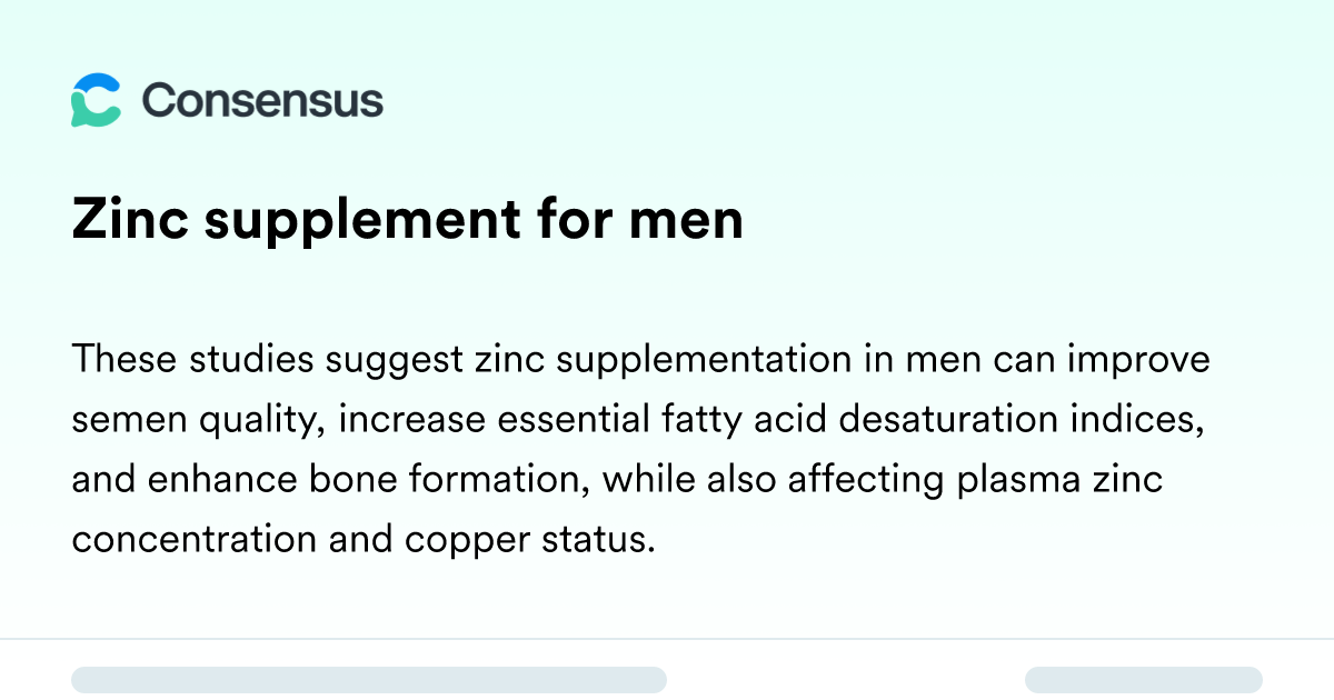 Zinc Supplement For Men - Consensus Academic Search Engine