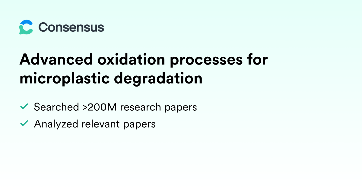 Advanced oxidation processes for microplastic degradation - Consensus