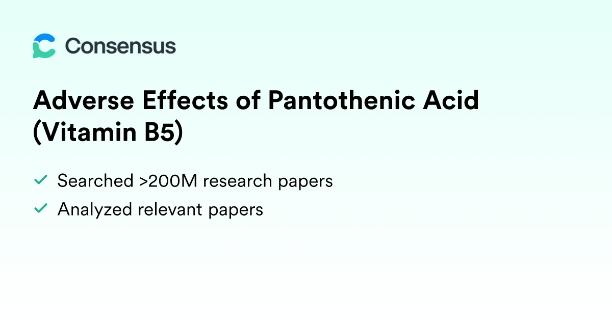 Adverse Effects of Pantothenic Acid (Vitamin B5) - Consensus