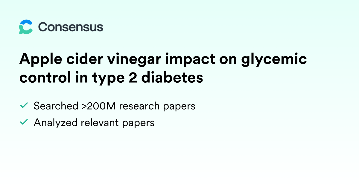 Apple cider vinegar impact on glycemic control in type 2 diabetes ...