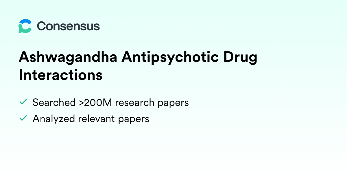 Ashwagandha Antipsychotic Drug Interactions - Consensus