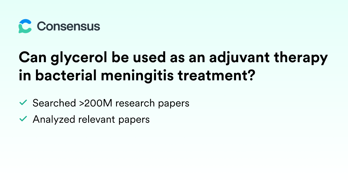 Can glycerol be used as an adjuvant therapy in bacterial meningitis ...