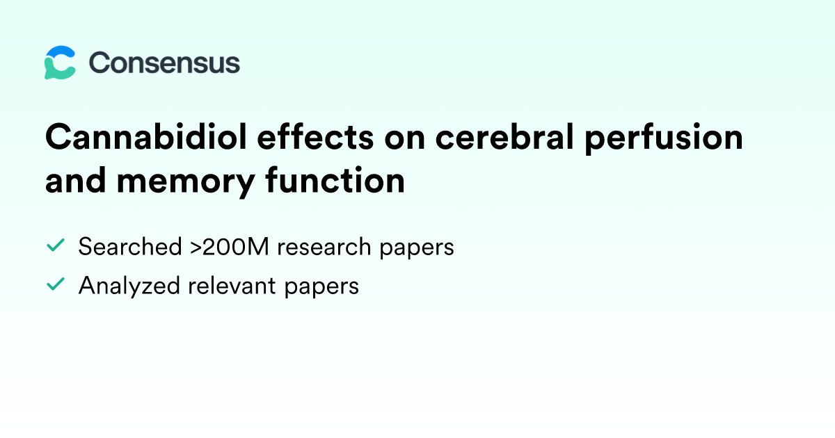 Cannabidiol effects on cerebral perfusion and memory function - Consensus