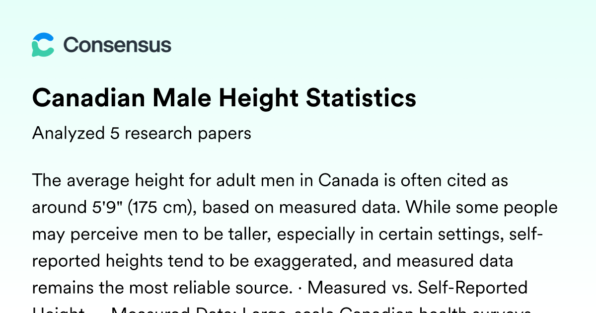 Canadian Male Height Statistics - Consensus