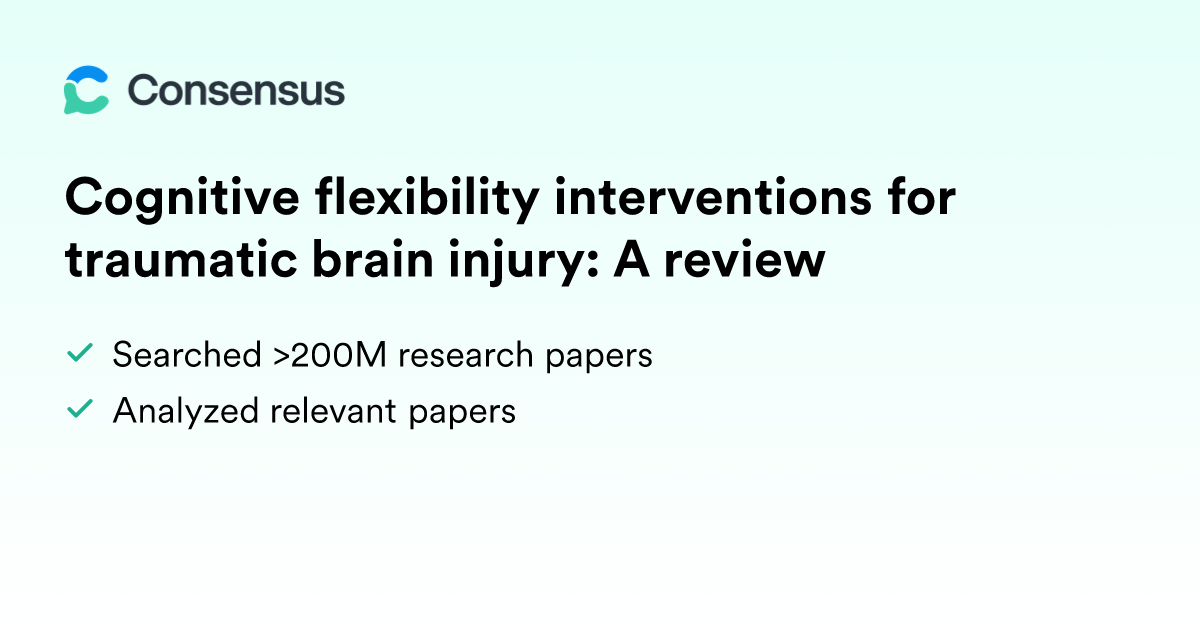 Cognitive flexibility interventions for traumatic brain injury: A ...