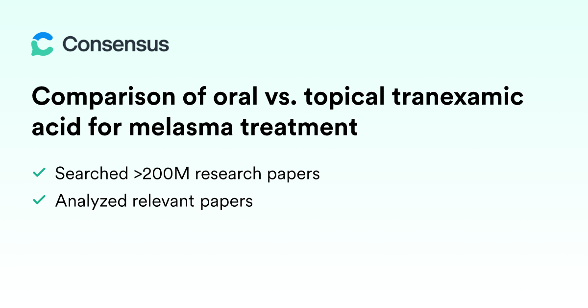 Comparison of oral vs. topical tranexamic acid for melasma treatment ...