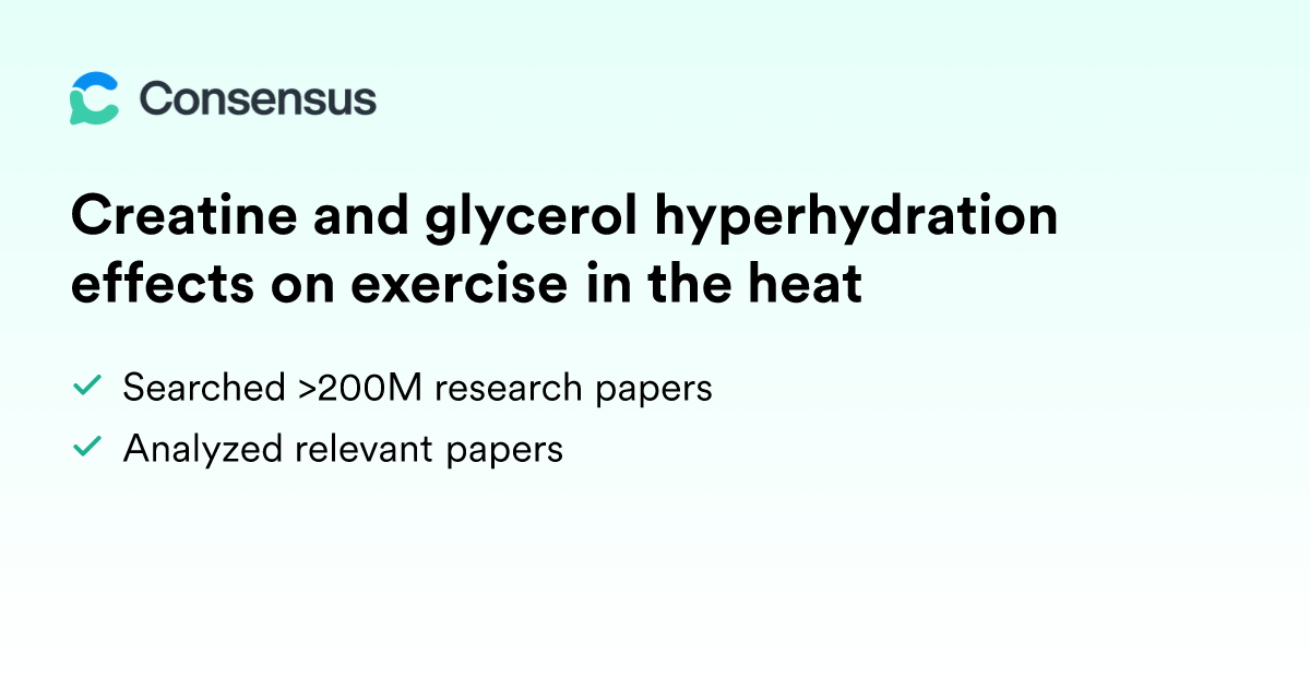 Creatine and glycerol hyperhydration effects on exercise in the heat ...