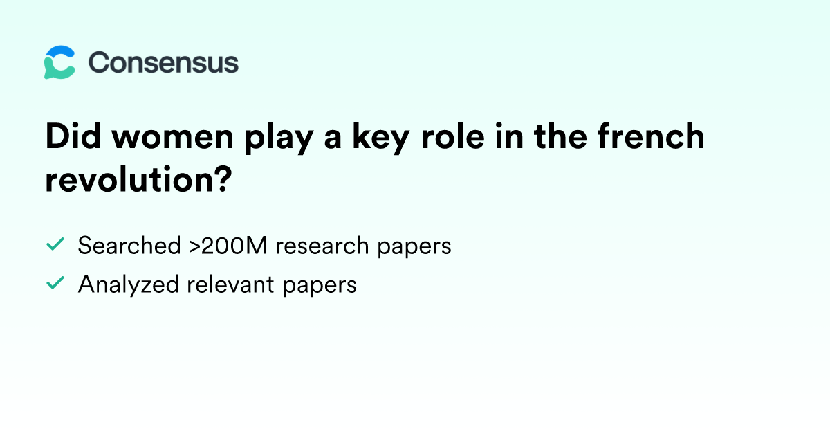 Did women play a key role in the french revolution? - Consensus