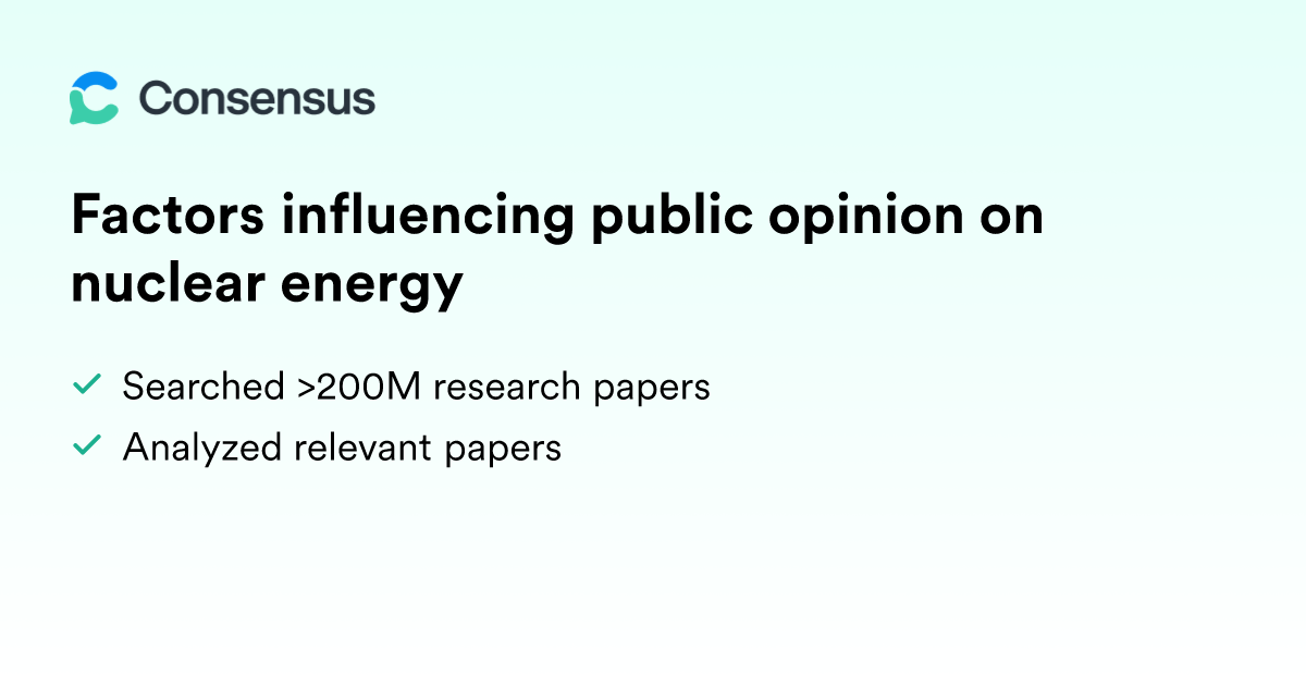 Factors influencing public opinion on nuclear energy - Consensus