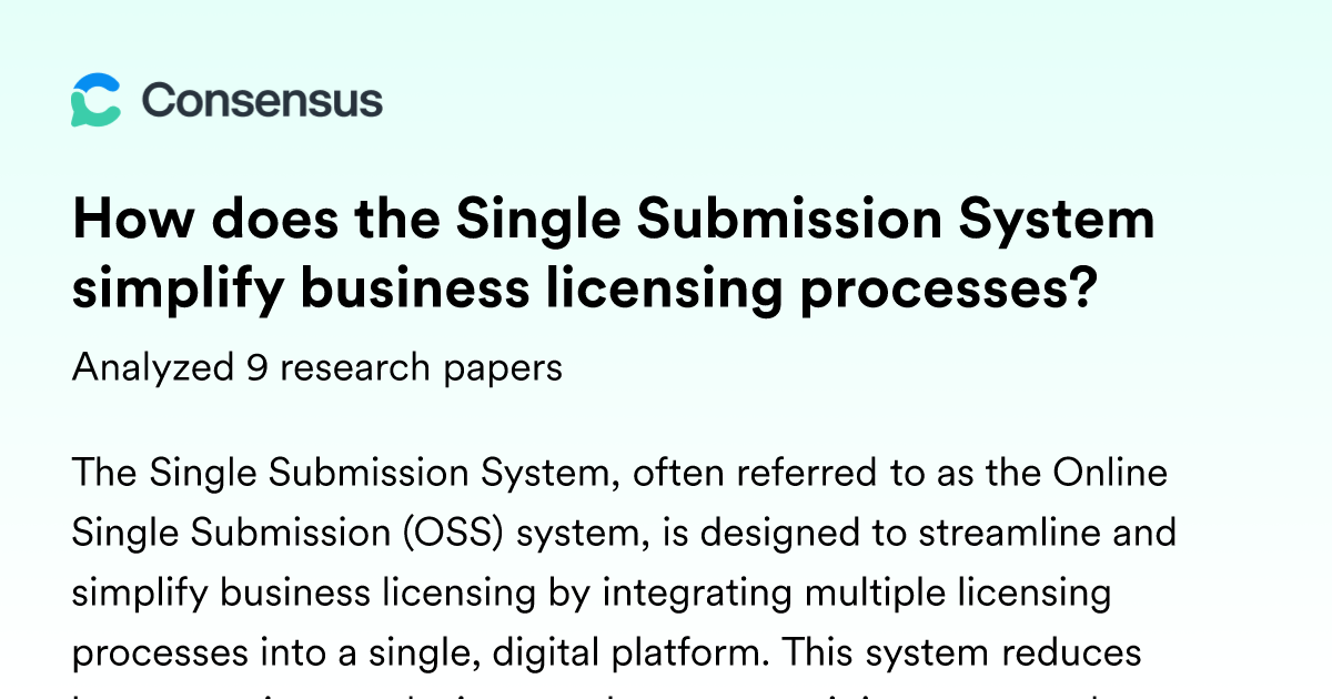 How does the Single Submission System simplify business licensing ...
