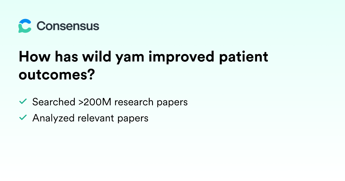 How has wild yam improved patient outcomes? - Consensus
