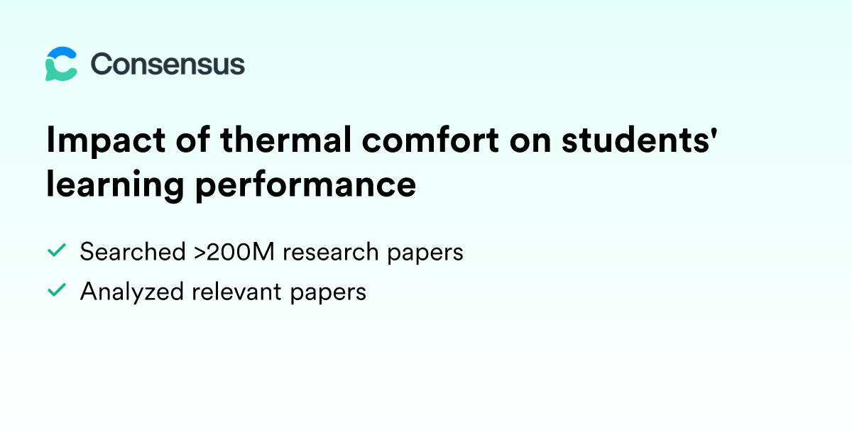 Impact of thermal comfort on students' learning performance - Consensus