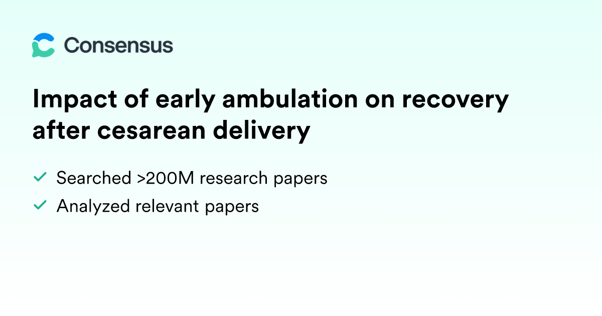 Impact of early ambulation on recovery after cesarean delivery - Consensus