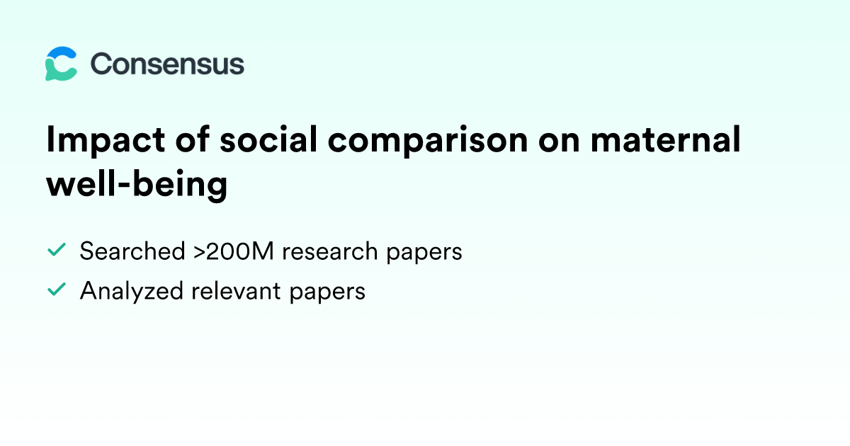 Impact of social comparison on maternal well-being - Consensus