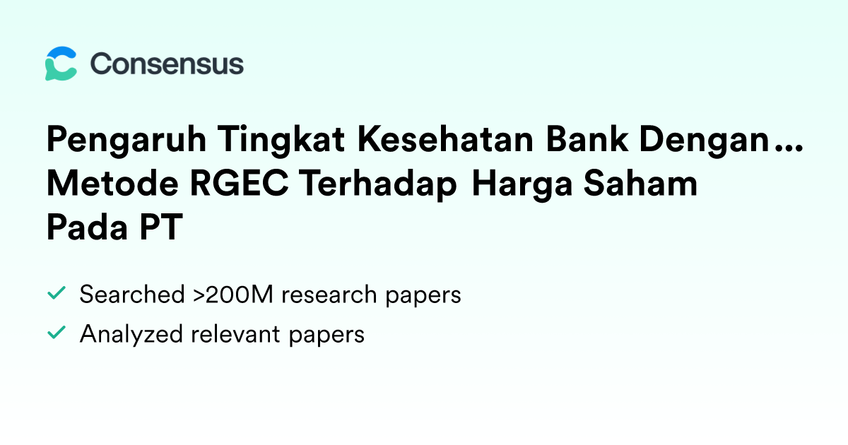 Pengaruh Tingkat Kesehatan Bank Dengan Metode RGEC Terhadap Harga Saham ...