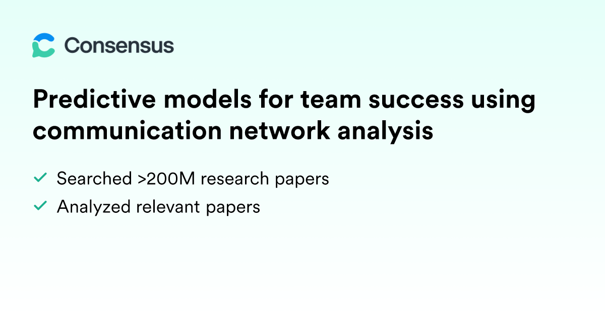 Predictive models for team success using communication network analysis ...