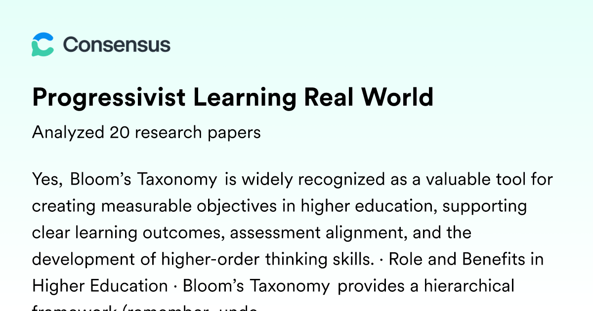 Progressivist Learning Real World - Consensus