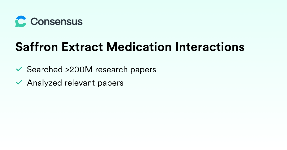 Saffron Extract Medication Interactions - Consensus