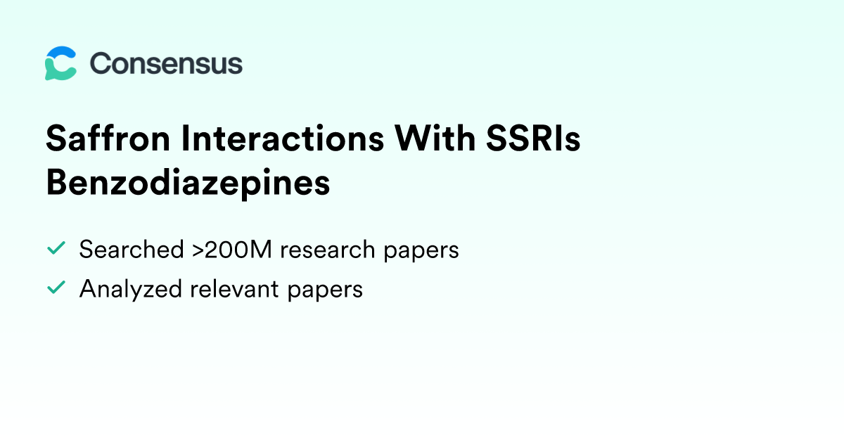 Saffron Interactions With SSRIs Benzodiazepines - Consensus
