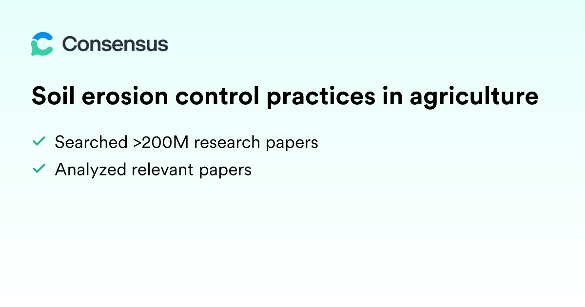 Soil erosion control practices in agriculture - Consensus