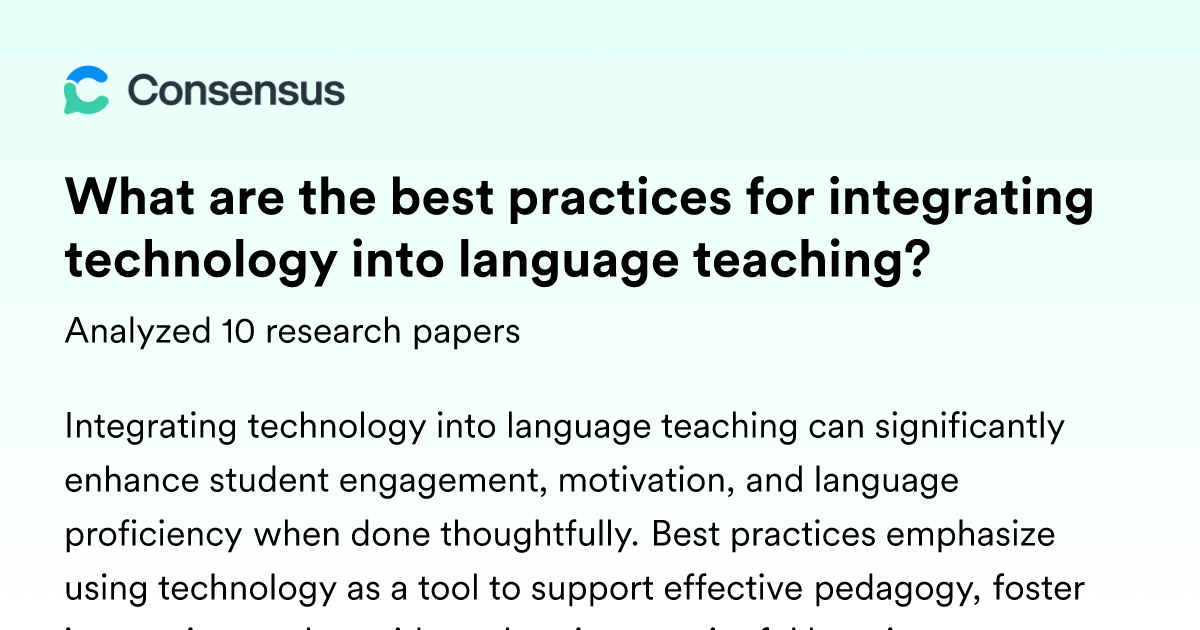 What are the best practices for integrating technology into language ...