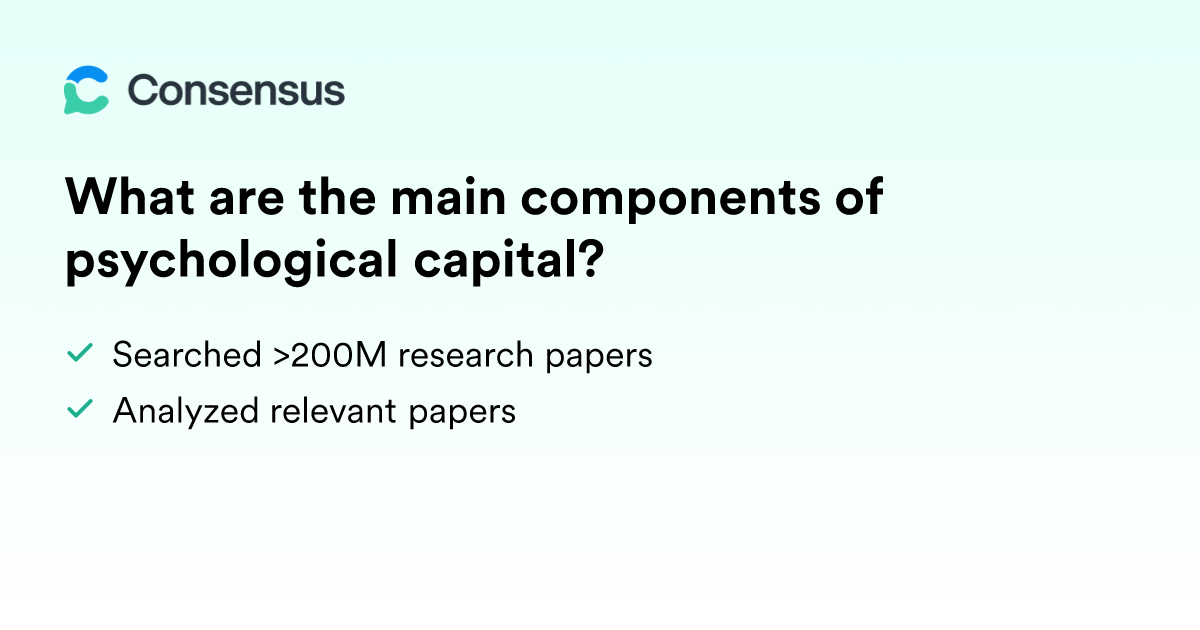 What are the main components of psychological capital? - Consensus