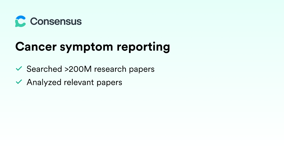 cancer symptom reporting - Consensus